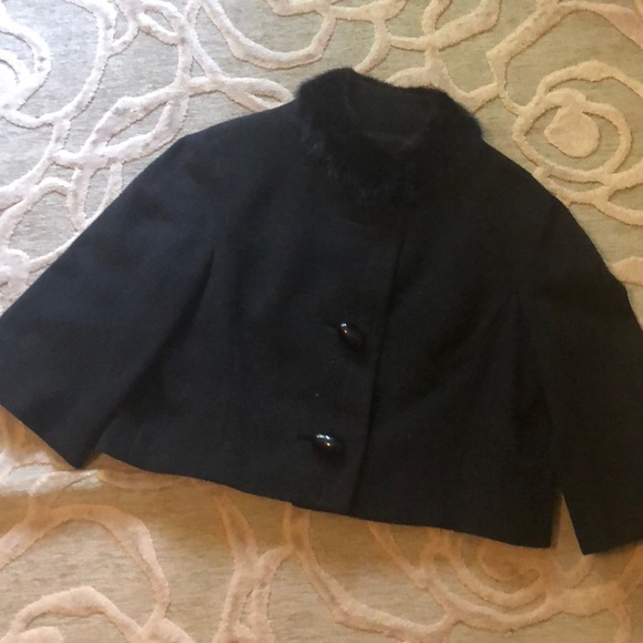 Vintage | Jackets & Coats | Vintagemoordaleblack Wool Fur Collar Jacket ...